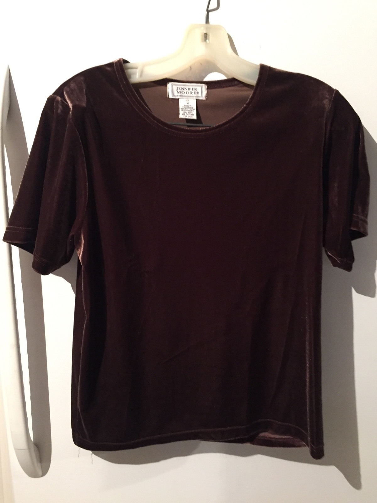 Jennifer Moore Brown Velvet Short Sleeved Knit Top Size M | eBay