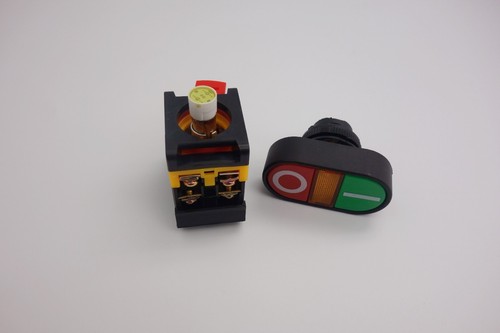 22MM Double head PUSH BUTTON SWITCH with 120V AC LED Light Momentary ON ...