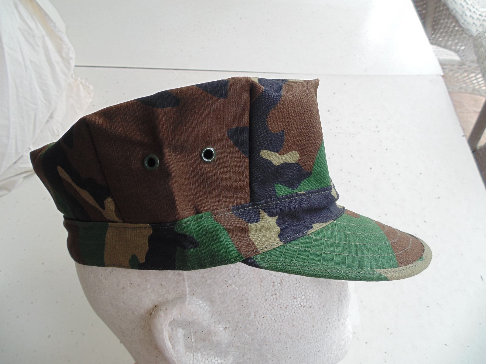 USMC US MARINE CORPS RIPSTOP WOODLAND BDU CAMO COMBAT CAP 8 POINT COVER ...