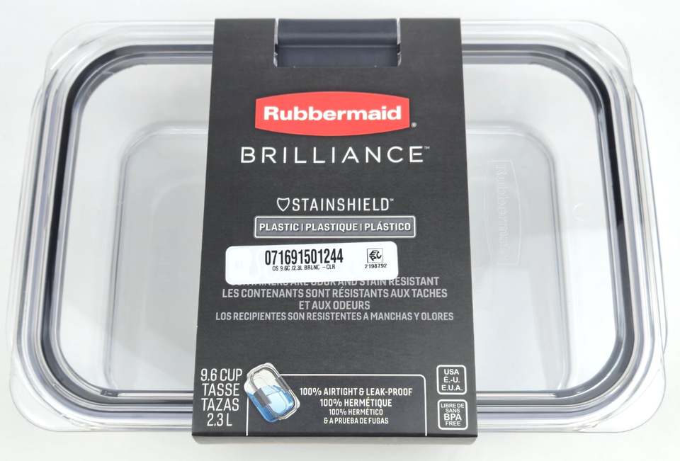 NEW Rubbermaid Brilliance 9.6 Cup Stainshield Food Storage Plastic Container | eBay