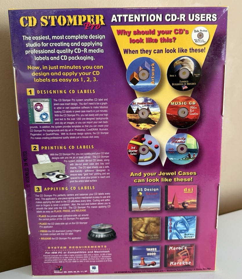 VINTAGE CD STOMPER PRO CD LABELING SYSTEM (DESIGN-PRINT-APPLY) NEW ...