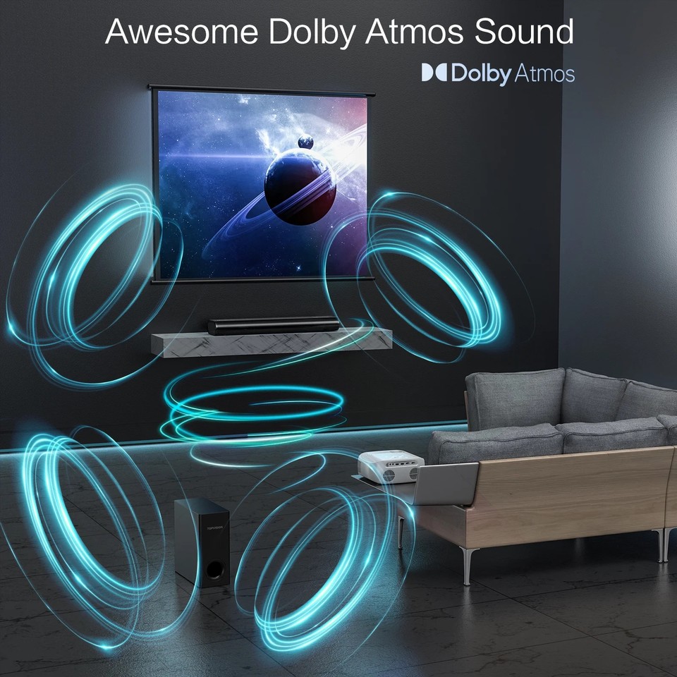 TOPVISION 2.1ch Dolby Atmos Sound Bar for TV with Subwoofer, 150W 3D ...