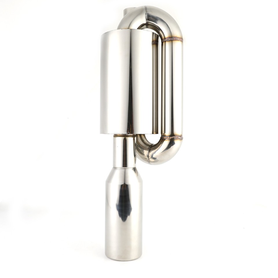 Universal JDM Twin Loop Exhaust Muffler 2.5" Inlet 4.0" Tip Chrome ...