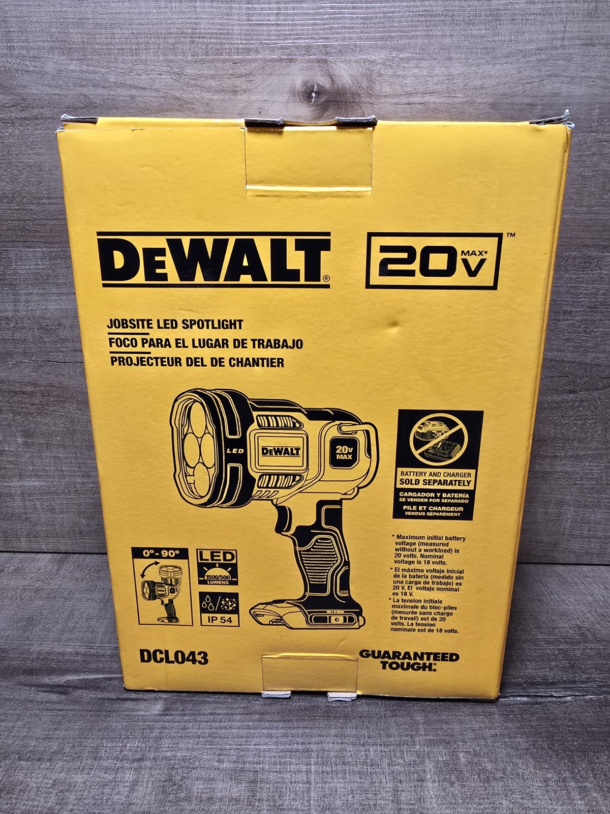 DEWALT DCL043 20V MAX Jobsite LED Spotlight - Yellow (Body Only) for ...