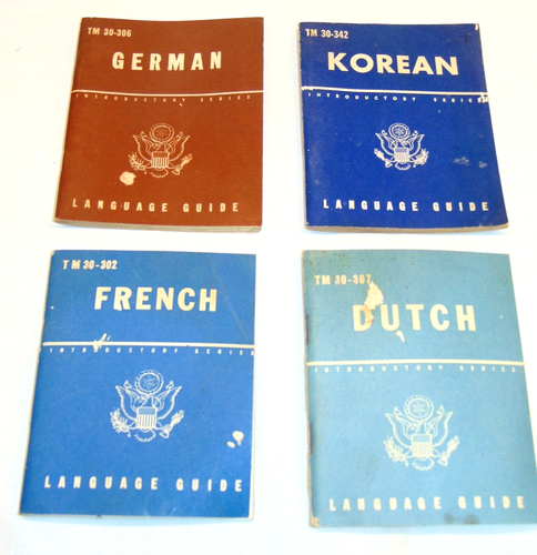 WW2 US Army Language Guides French 30-302, German 30-306 Dutch 30-307 ...