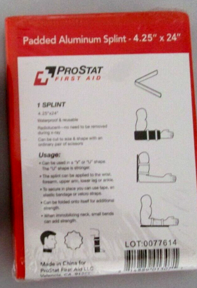 ProStat First Aid Padded Aluminum Splint - 4.25” x 24”, Waterproof ...