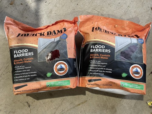 2 QUICK DAM QD617-1 Water Act Flood Barrier, 9"Wx17ft.L, Reusable ...