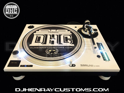 2 custom White &black Technics SL1200 mk5's white halos & pitch leds ...
