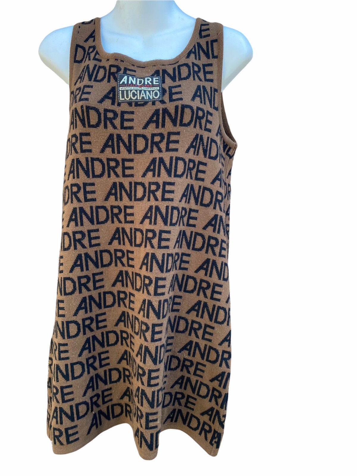 Vintage Andre Luciano Spell out Dress sweater Dress Stretch Knit medium ...