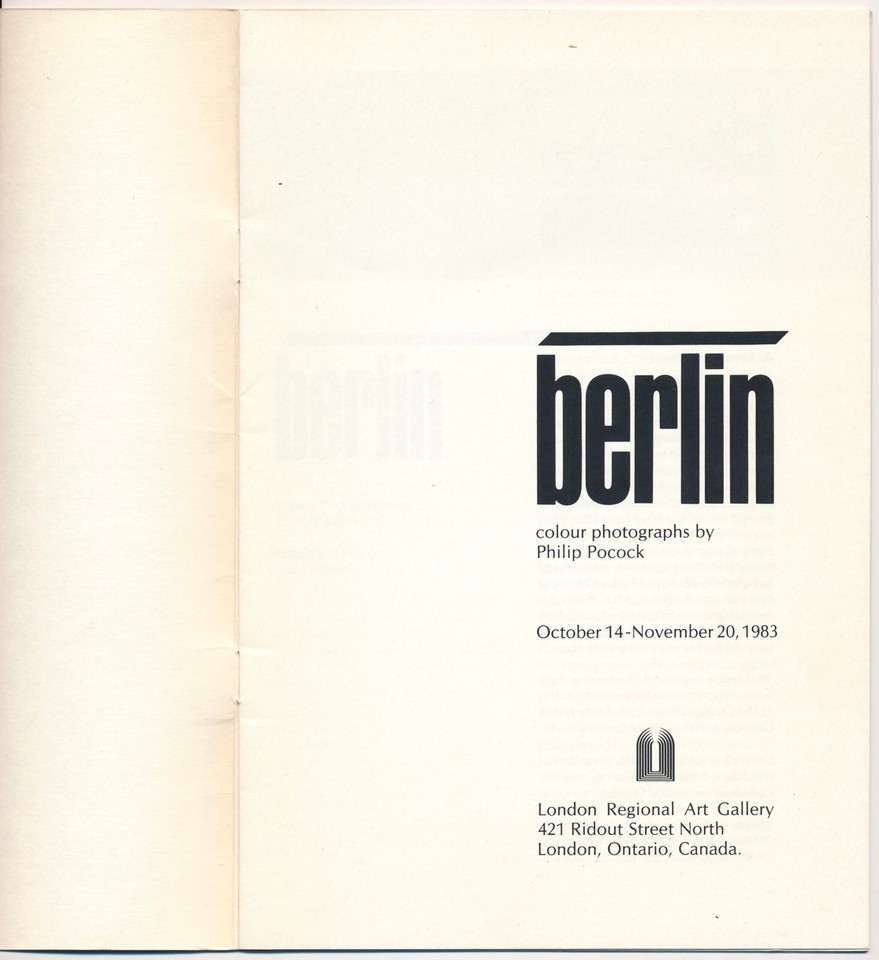 Vintage Berlin Colour Photographs by Philip Pocock 1983 Exhibition ...