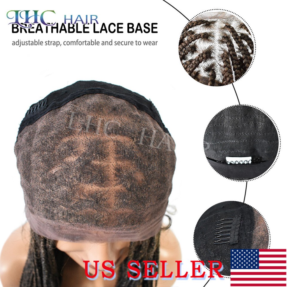 Swiss Lace Front Afro Box Braided Wig For Black Women Synthetic ...