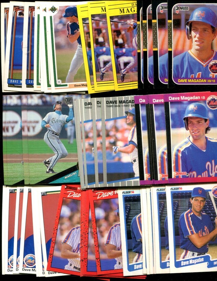 DAVE MAGADAN BULK LOT OF 100 BASEBALL CARDS METS MARLINS TAMPA FLORIDA ...