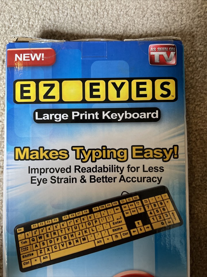 NEW EZ Eyes As Seen on TV Large Print Keyboard for Elderly and Vision ...