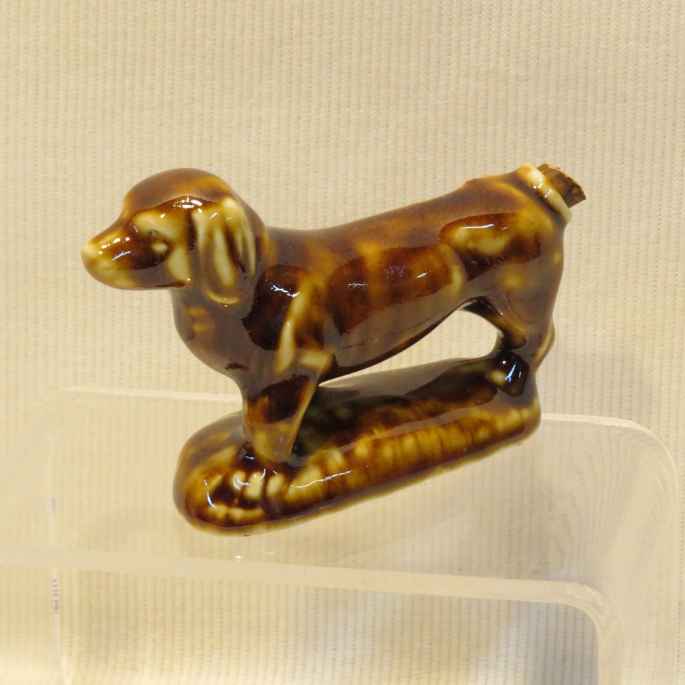 Antique Dachshund Ceramic Figurine/Bottle, Germany, Brown Salt Glaze ...