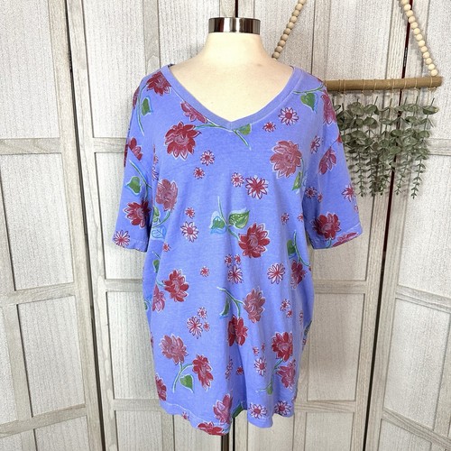 Fresh Produce Top Periwinkle Floral Short Sleeve Flowers Boho T Shirt ...