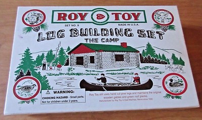 Roy Toy Building Logs The Camp Cabin Lincoln Set 37 Pc Mini Set Made ...