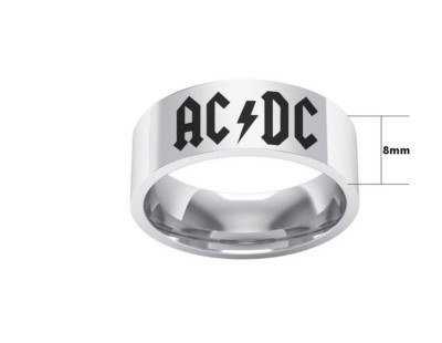 Stainless Steel Ac Dc Ring Rock Ring Jewelry Ring Men's Silver Choice ...