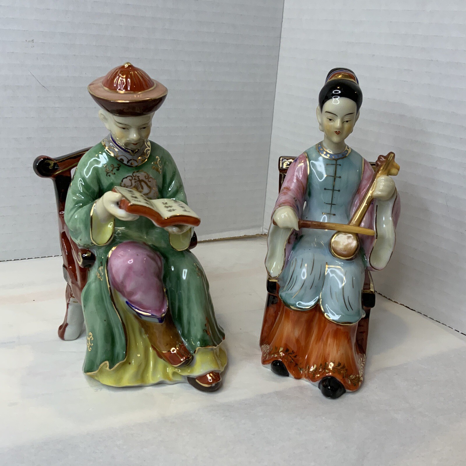 Vintage Asian Couple Figurines - Hand Painted Shafford China - Made In ...