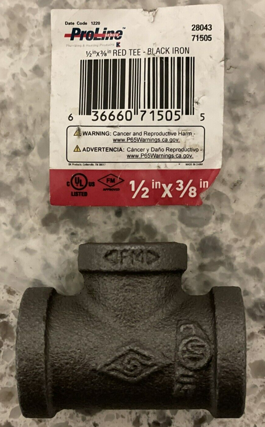 ProLine 1/2-inch X 3/8" Black Iron Female Threaded Tee - NEW | eBay