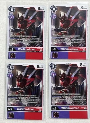 WarGrowlmon EX3-062 Uncommon 4x Near Mint Digimon TCG Level 5 Red / Purple | eBay