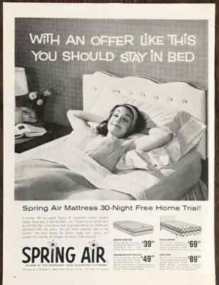 1962 Spring Air Mattresses PRINT AD w An Offer Like This You Should ...