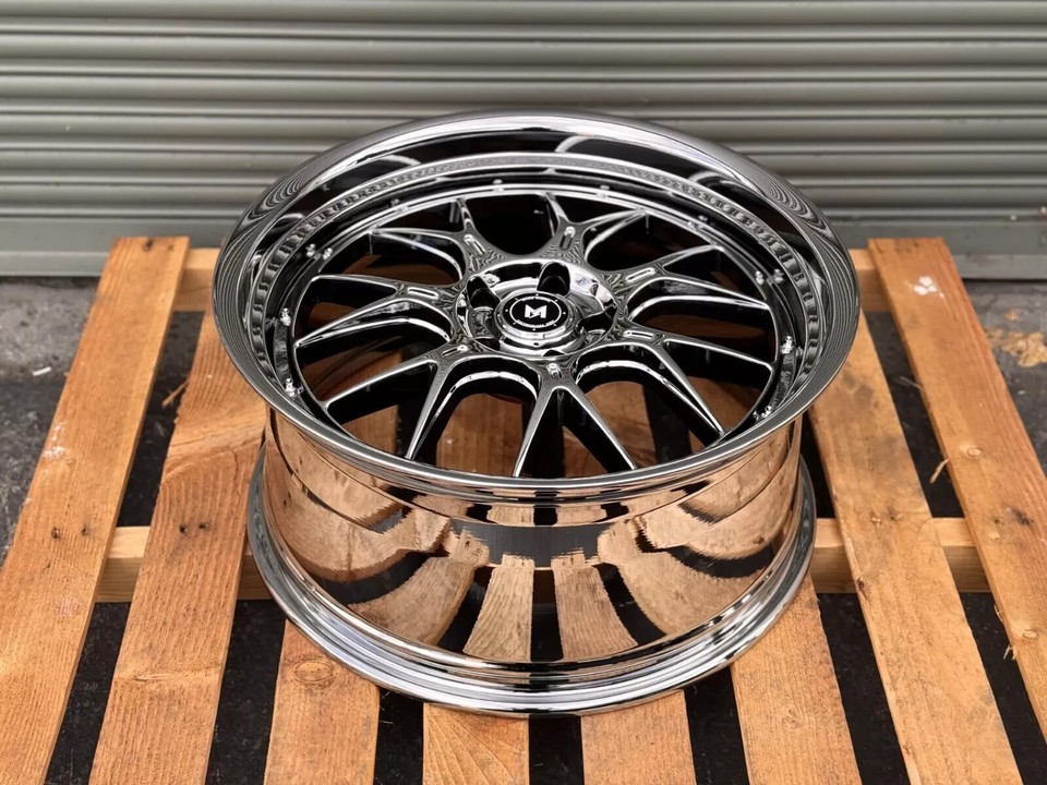 4 Pcs 18x9.5 +35 5x100 MFlow MFL2 PVD Chrome Wheels 18" Deep Lip Rims ...