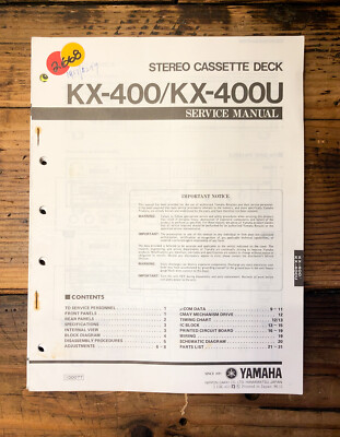 Yamaha KX-400 KX-400U Cassette Service Manual *Original* | eBay