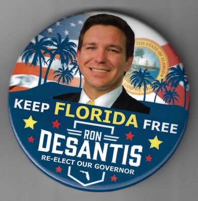 2022 Ron DeSantis For Florida Governor Pin #3 Keep Florida Free w ...