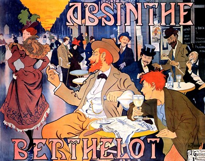 POSTER ABSINTHE BERTHELOT BELLE EPOQUE FRENCH DRINK PARIS VINTAGE REPRO ...