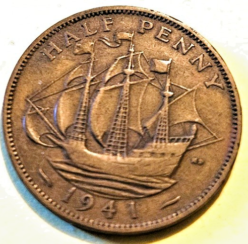 1941 King George VI Half Penny Coin - 1/2d Pre-Decimal Ha'penny - Old ...