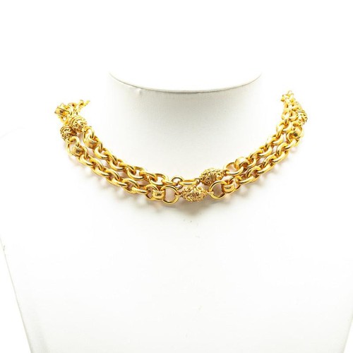 Chanel Authentic Necklace Vintage Coco Mark 2-row Chain Gold Plated ...