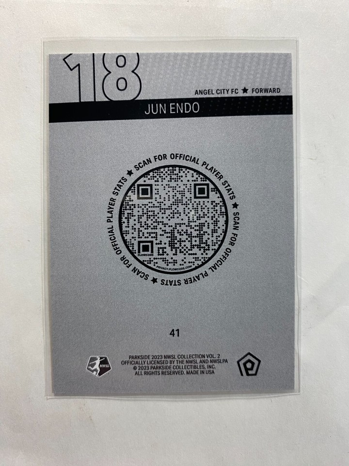 Jun Endo 2023 Angel City FC #41 Parkside Vol 2 Stars of NWSL Card B&W ...
