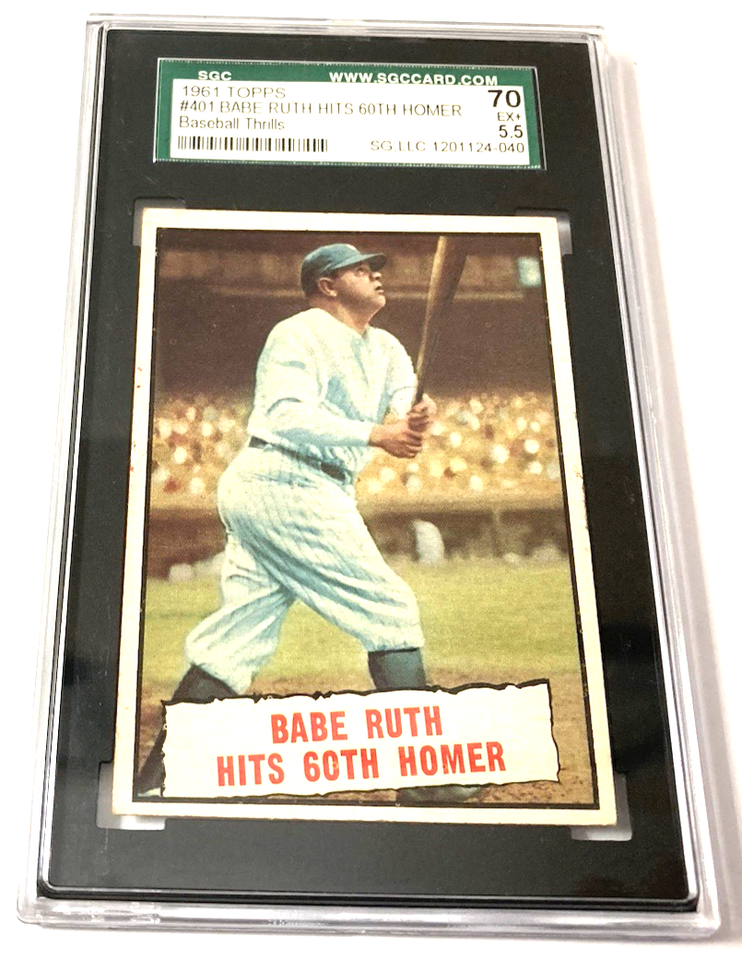 1961 Topps Babe Ruth Hits 60th Homer Baseball Card #401 SGC 70 EX+ 5.5 ...