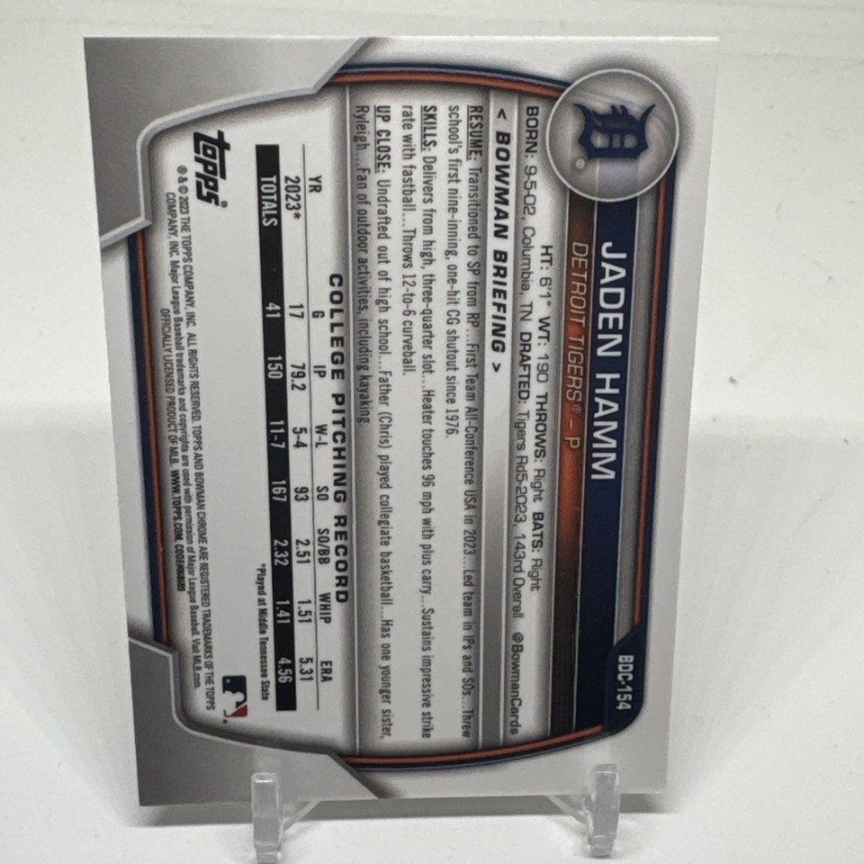 2023 Bowman Baseball 1st SIGNED Jaden Hamm Black BD-154 | eBay