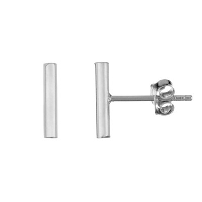 Sterling Silver Stud Earrings 925 Small Short Bar Simple Plain Studs ...