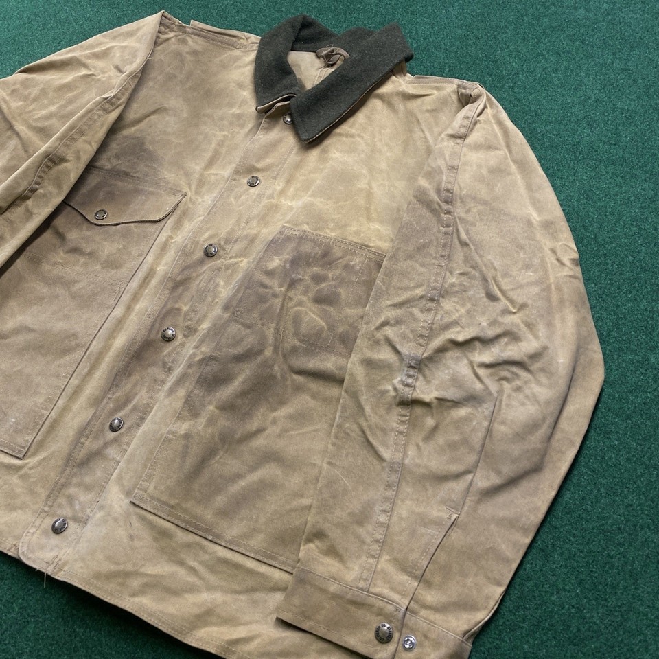 Vintage Filson Jacket Mens 2XL Brown Wax Tin Cloth STYLE 623N Hunting ...