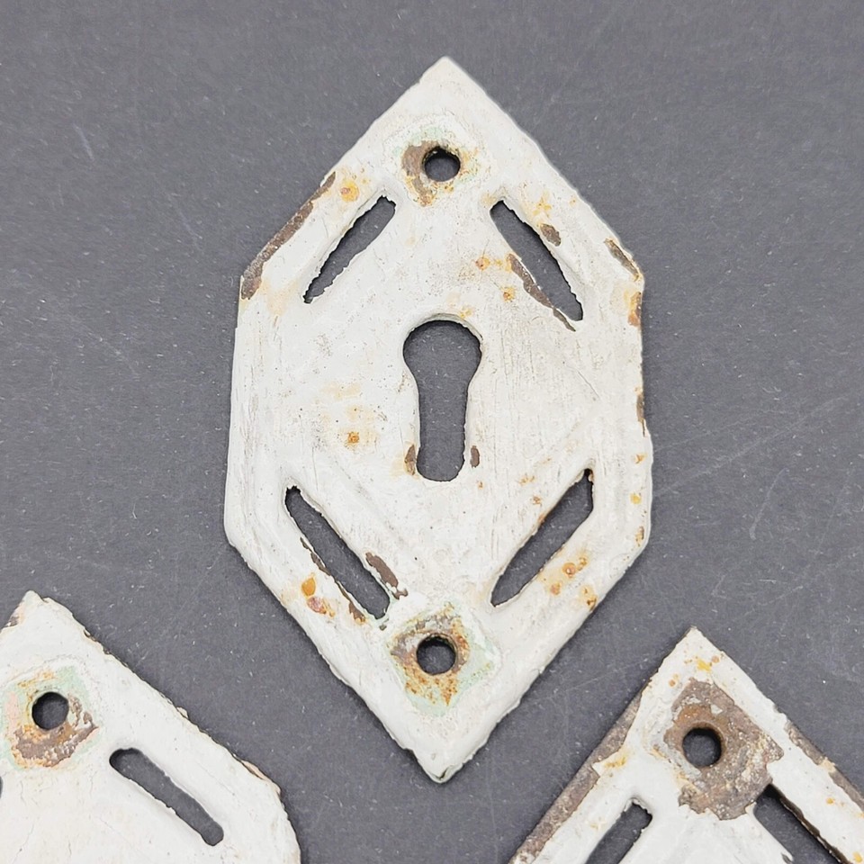 Set of 3 Vintage Cast Iron Skeleton Key hole Escutcheon Salvage Lot ...