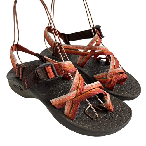 Chaco Z2 sandals womens 7 orange coral brown strappy toe loop ankle ...