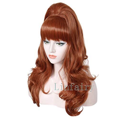 Long Wavy Auburn Copper Wig Big Bouffant Beehive Wigs for Women fits ...