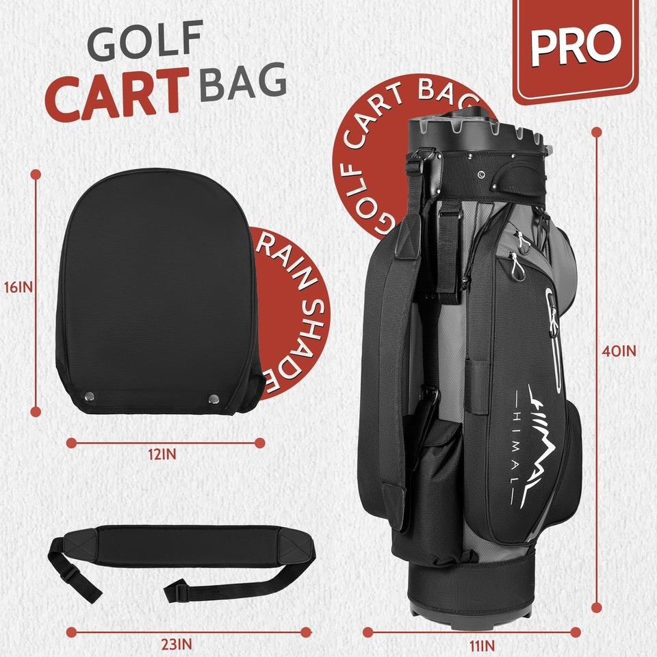 14-Way Golf Cart Bag Pro with Full Length Divider Top, Golf Bag for Men ...