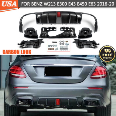 Carbon Look For 2016-2020 Benz W213 E300 Rear Bumper Diffuser Lip W ...