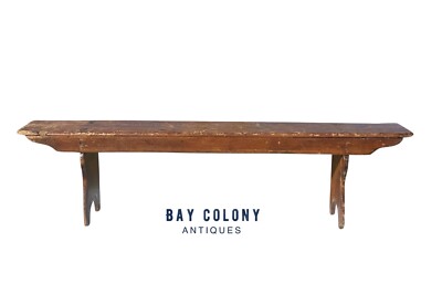 ANTIQUE PRIMITIVE PINE NANTUCKET MEETINGHOUSE BENCH WITH HALF MOON ...