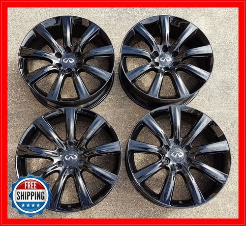INFINITI QX56 QX80 Genuine Factory WHEEL SET 22" Rims 73729 BLACK GLOSS ...