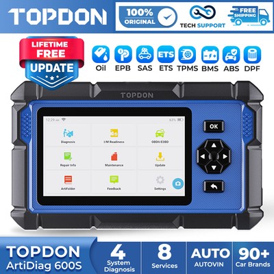 TOPDON ArtiDiag 600S OBD2 Scanner ABS SRS Engine AT Diagnostic Tool EPB ...