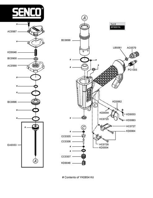SENCO Repair Kit for FinishPro 23sxp - YK0854 8f0001n for sale online ...