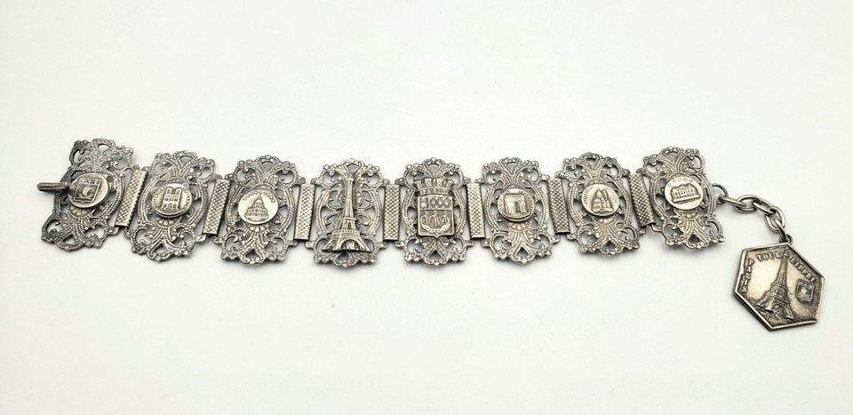 FRENCH ART DECO 1930S FILIGRANE DEPOSE SOUVENIR TOUR SP BRACELET ...