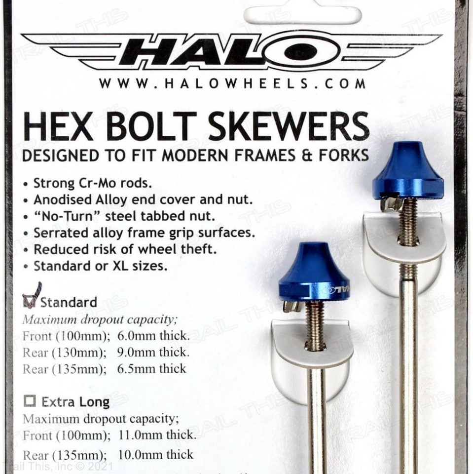 Halo Hex Key 100/135mm Blue Bolt-On Bike Skewer Set Front/Rear Road ...