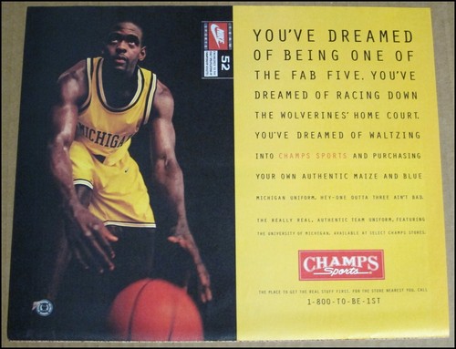 1995 Chris Webber Nike Michigan Wolverines Jersey Print Ad ...