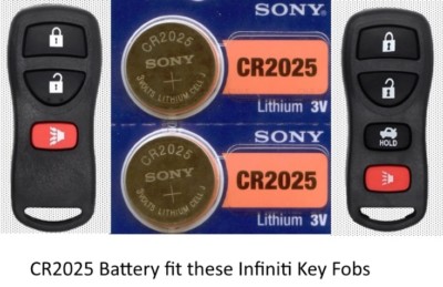 2 Pk Remote Key Fob Battery Sony Murata CR2025 Fits INFINITI Key FOBS ...