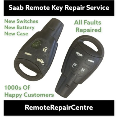 Saab Key Repair Fix Service 9-3 9-5 4 Button Remote Smart Key Fob ...
